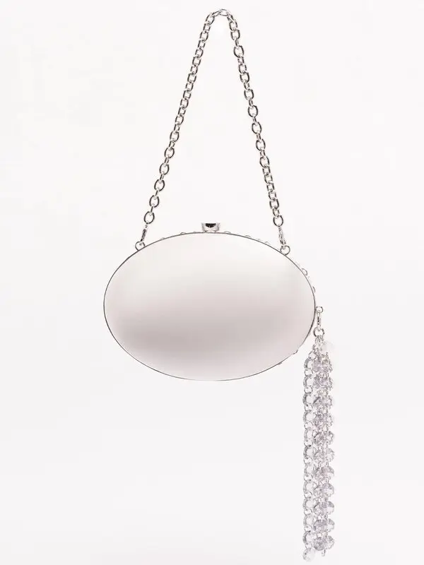 SELF-PORTRAIT Oval Crystal Embellished Clutch With Chain Strap