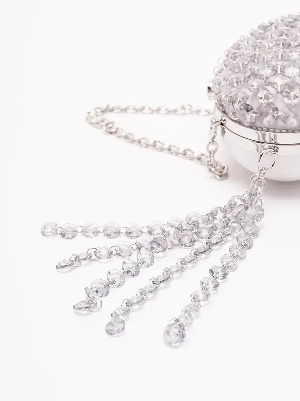 SELF-PORTRAIT Oval Crystal Embellished Clutch With Chain Strap
