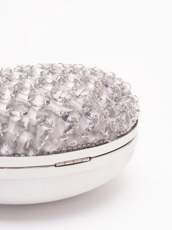 SELF-PORTRAIT Oval Crystal Embellished Clutch With Chain Strap