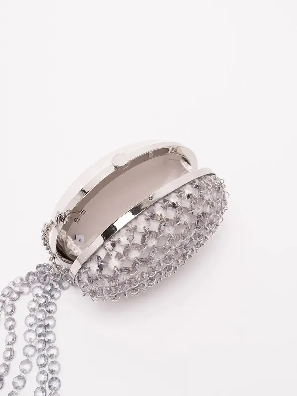 SELF-PORTRAIT Oval Crystal Embellished Clutch With Chain Strap