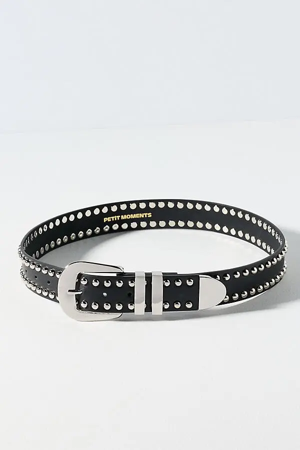 PETIT MOMENTS Studded Double Barrel Belt - Black