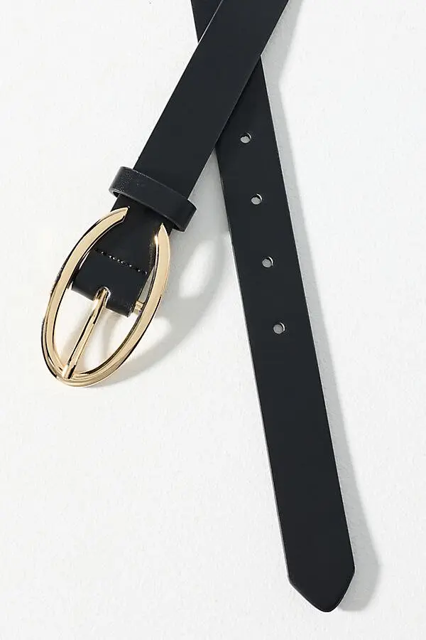 PETIT MOMENTS Sleekline Belt With Oval Buckle - Black