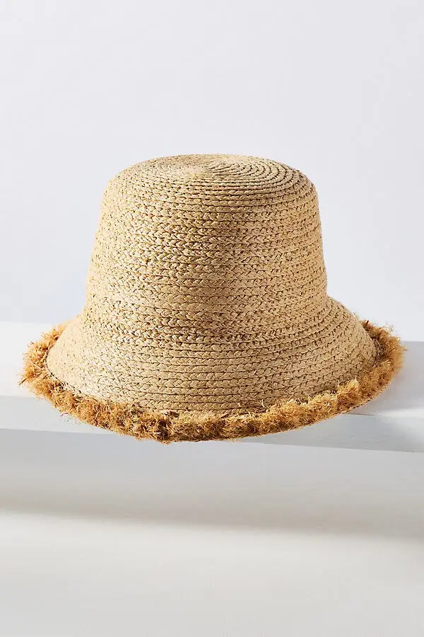 San Diego Hat Raffia Frayed Edge Bucket Hat