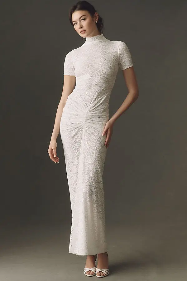 Ronny Kobo Ruched Bodycon Maxi Dress - Ivory