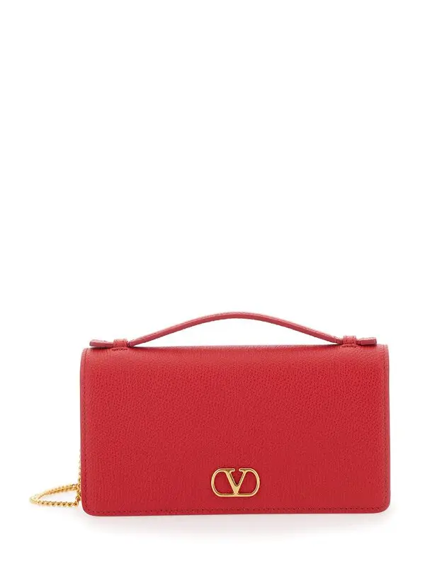 Valentino Garavani Wallet W/strap | Vlogo Signature | Vit. Soft Grain/a.brass Logo - Multicolor