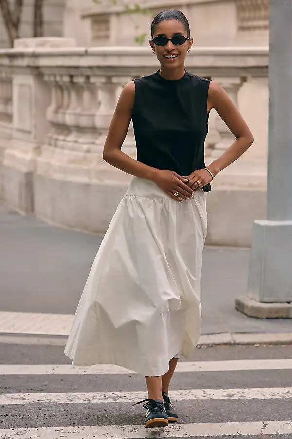 Anthropologie Muscle Tank Twofer Dress - Black/white