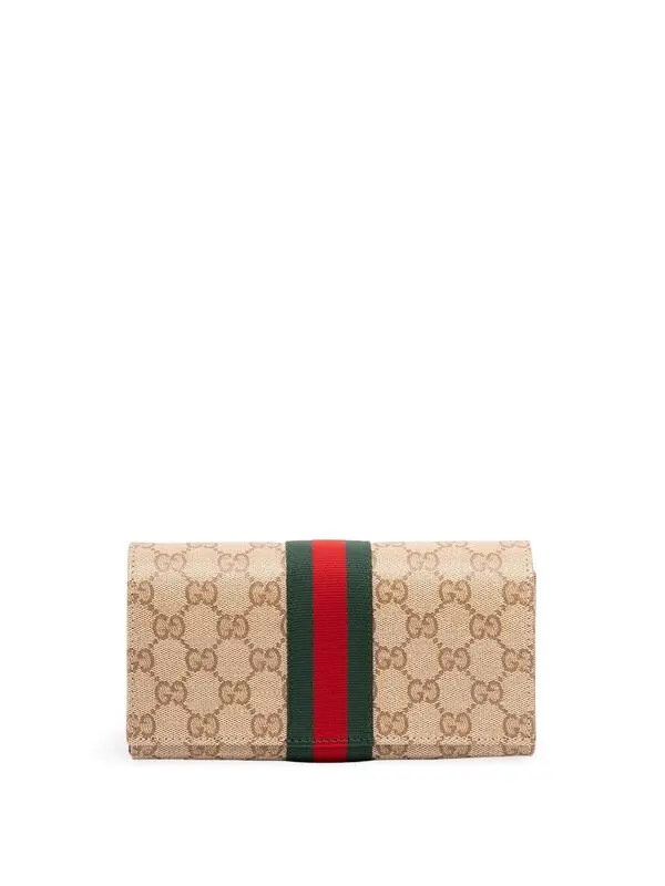 Gucci Monogrammed Canvas Pouch With Web Stripe - Multicolor