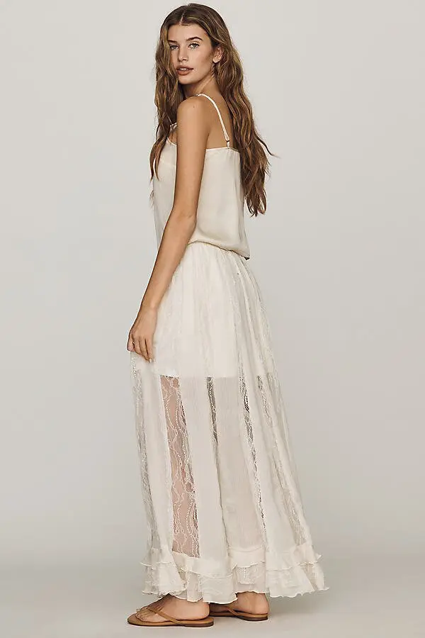 Anthropologie Lace Chiffon Maxi Skirt