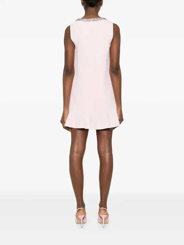 SELF-PORTRAIT Crepe Mini Dress With Embellished Neckline And Bow Detail