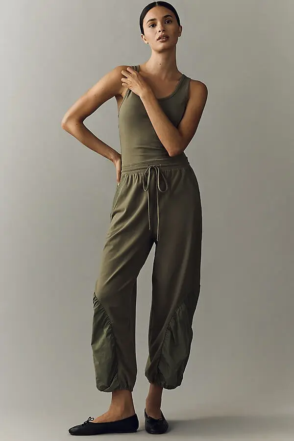 DAILY PRACTICE BY ANTHROPOLOGIE Daily Practice Drawstrg Jumpsuit - Olive