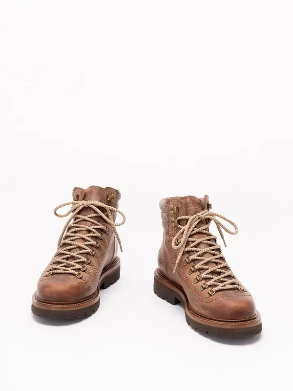 Brunello Cucinelli Calf Leather Lace-up Boots