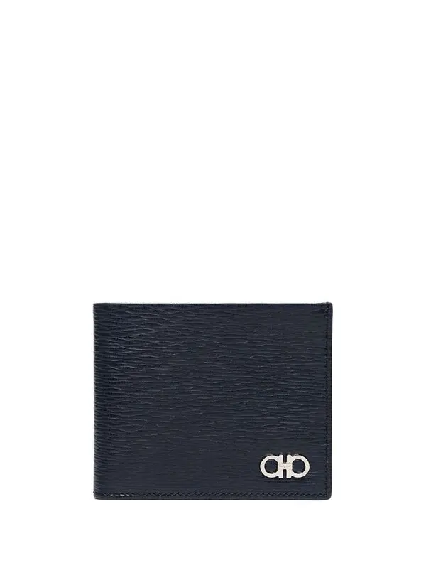 FERRAGAMO Wallet With Metallic Front Logo In Blue Leather For - Multicolor