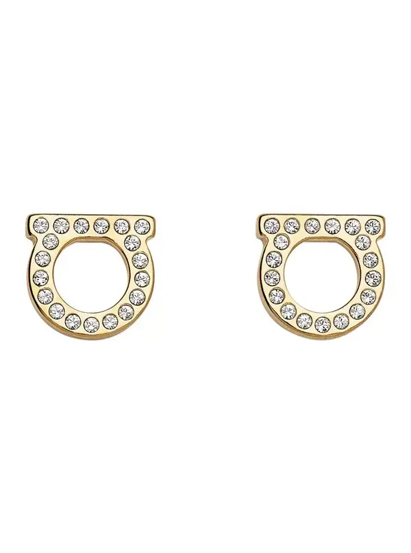 FERRAGAMO Gold-colored Earrings With Gancini Design And Butterfly Closure In Brass For - Silver