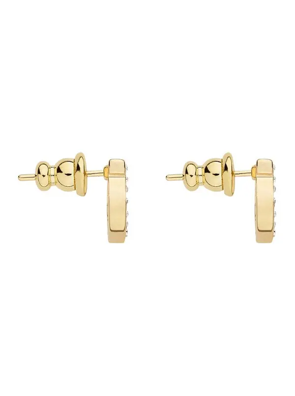 FERRAGAMO Gold-tone Brass Gancini Earrings With Rhinestone Embellishments - Silver