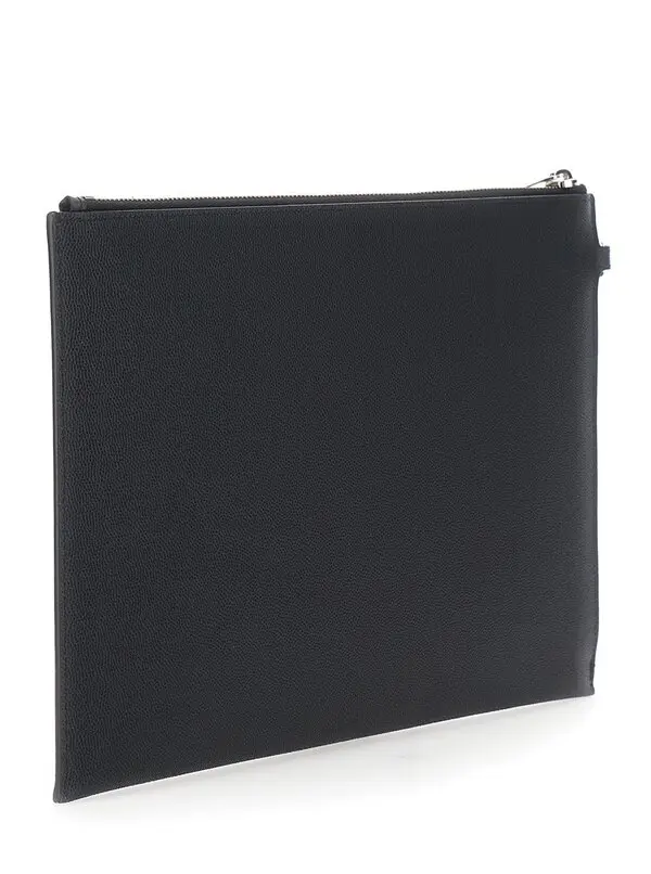 Saint Laurent Pouch With Logo Embossed On The Front In Black Leather For - Multicolor