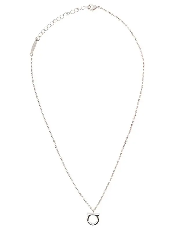 FERRAGAMO Gancini Charm Necklace In Brass - Silver