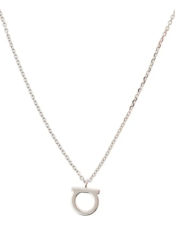 FERRAGAMO Gancini Charm Necklace In Brass - Silver
