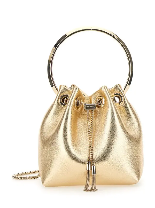 JIMMY CHOO Handbag 'bon Bon' With Bracelet Handle And Chain Strap In Metallic Leather For - Silver