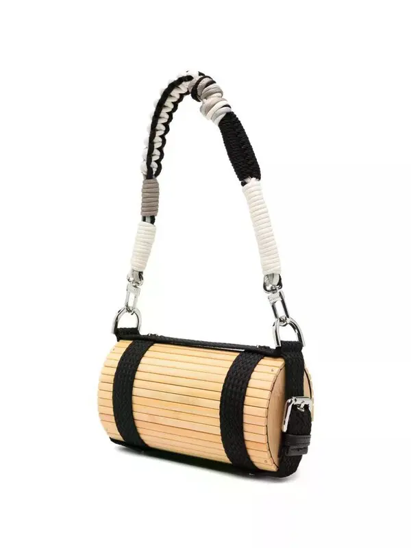 FENG CHEN WANG Bamboo-slat Buckled Clutch Bag - Neutrals