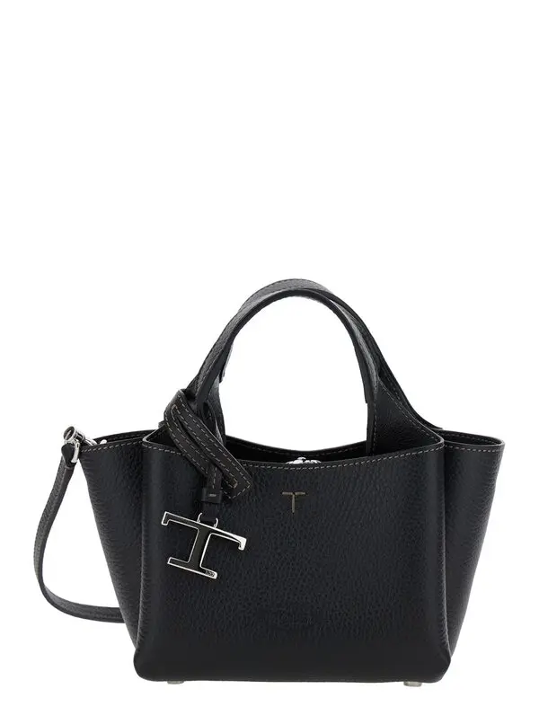 TOD'S Leather Handbag With Removable Metal Pendant
