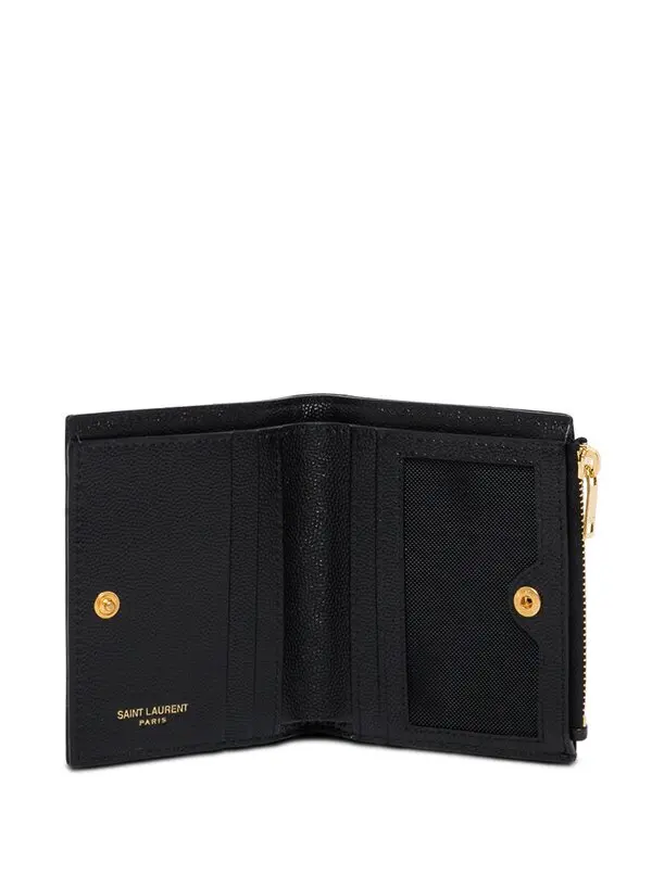 Saint Laurent Wallet 'chevron' With Metal Logo In Black Leather For - Multicolor