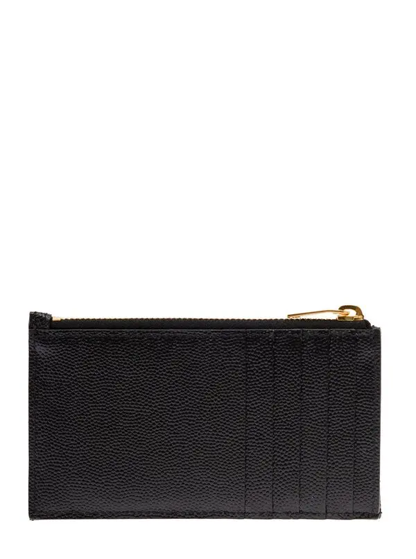 Saint Laurent Card Holder 'cassandre' With Zip And Crocodile-embossed Leather Logo Black - Multicolor