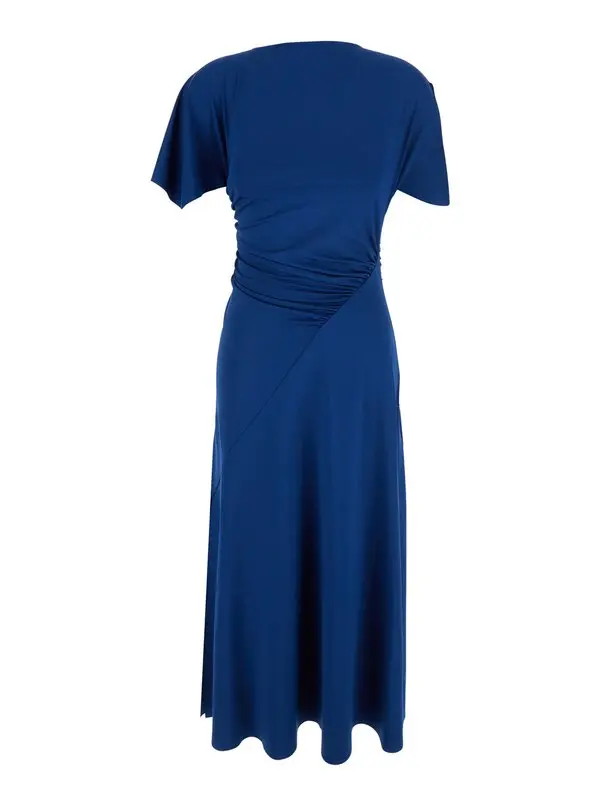Victoria Beckham Long Dress With Cap Sleeves And Elastic Waist - Multicolor