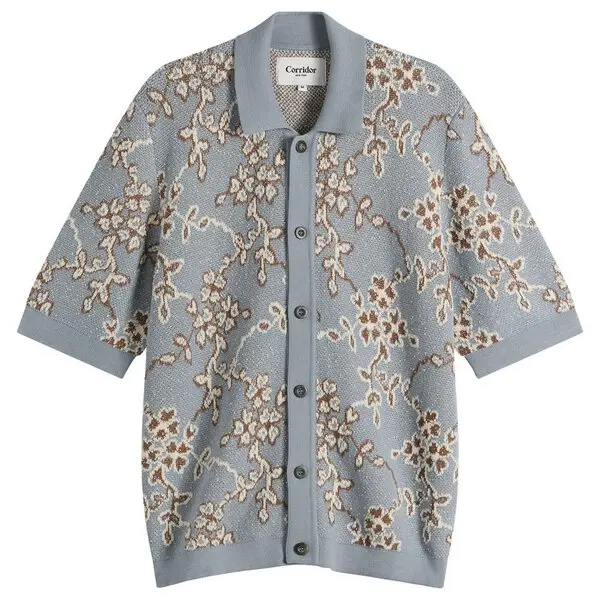CORRIDOR Trellis Knit Shirt - Light Blue