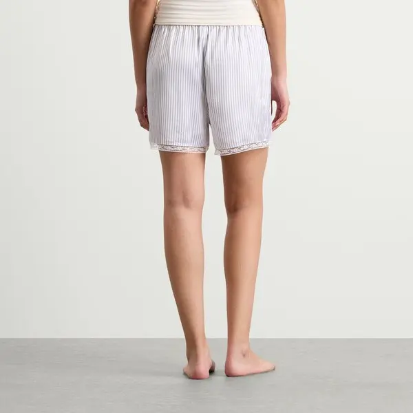 SKIMS Woven Shine Boxer Shorts With Lace Trim