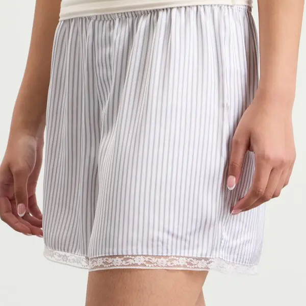 SKIMS Woven Shine Boxer Shorts With Lace Trim