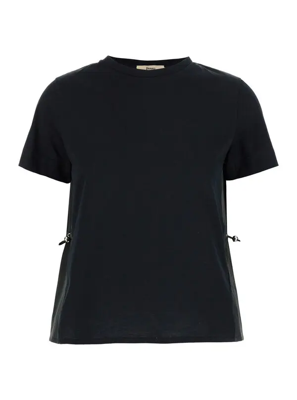Herno Cotton T-shirt With Drawstring And Back Vent - Black