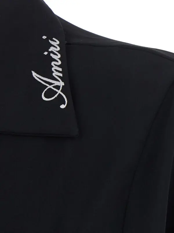 Amiri Black Shirt With Notched Collar With Logo Lettering Embroidery In Tech Fabric For - Multicolor