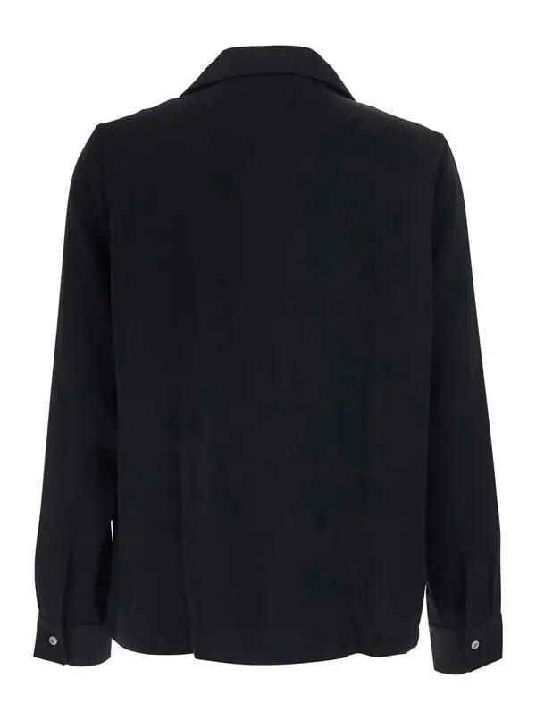 Amiri Black Shirt With Notched Collar With Logo Lettering Embroidery In Tech Fabric For