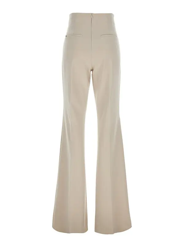 Sportmax Beige Flared Tech Fabric Stretch Pants - Multicolor