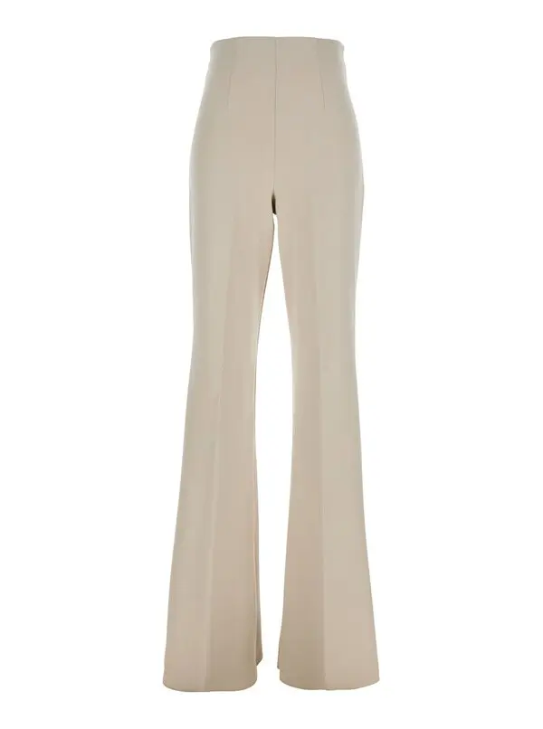 Sportmax Beige Flared Tech Fabric Stretch Pants - Multicolor