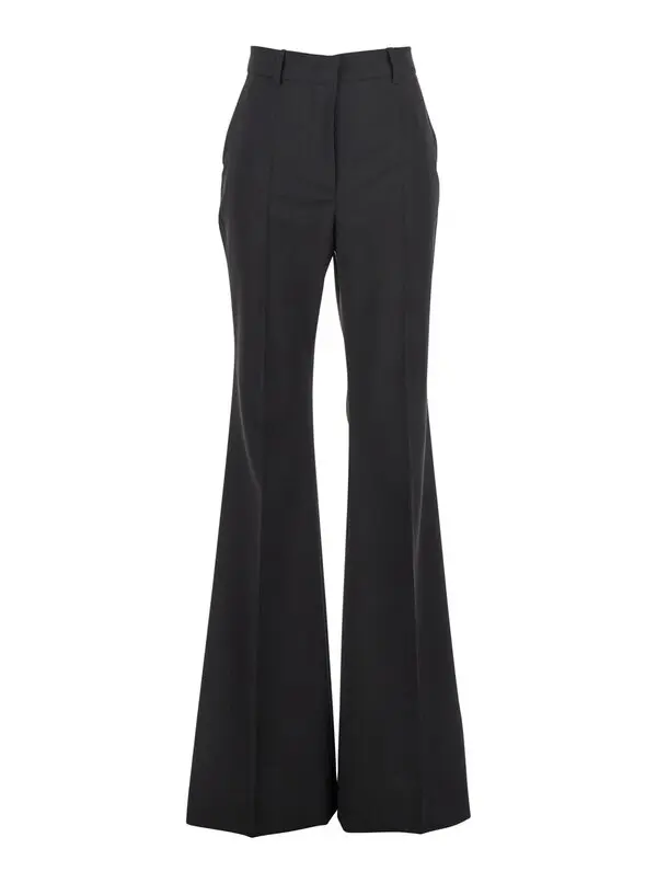 Sportmax Hangar' Black Palazzo Pants With Flared Leg And Belt Loops In Wool - Multicolor