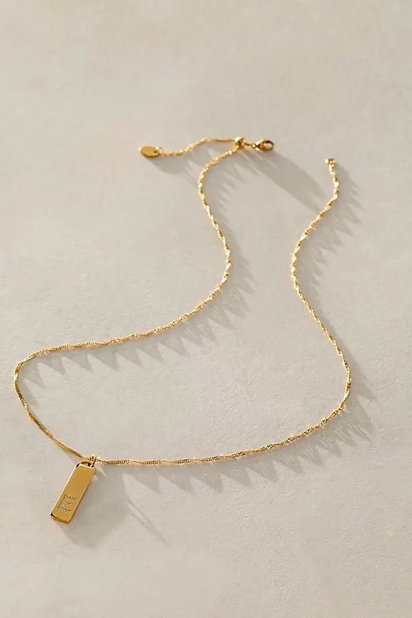 BRENDA GRANDS Personalized Tag Necklace With Cubic Zirconia - E