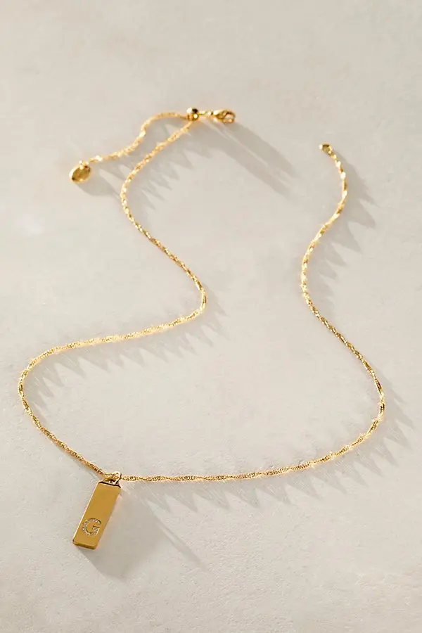 BRENDA GRANDS Personalized Tag Necklace With Cubic Zirconia - G
