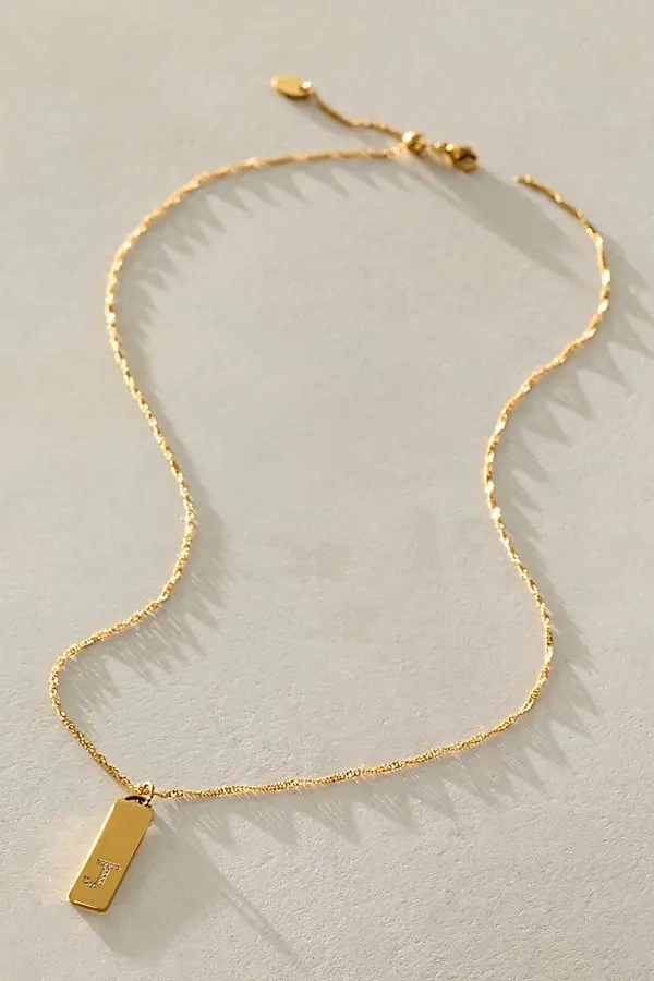 BRENDA GRANDS Personalized Tag Necklace With Cubic Zirconia - J