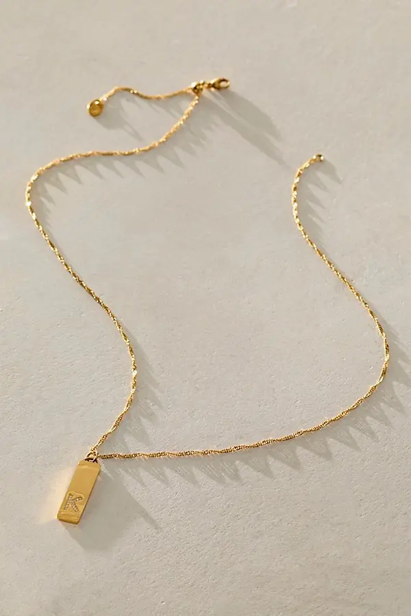 BRENDA GRANDS Personalized Tag Necklace With Cubic Zirconia - K