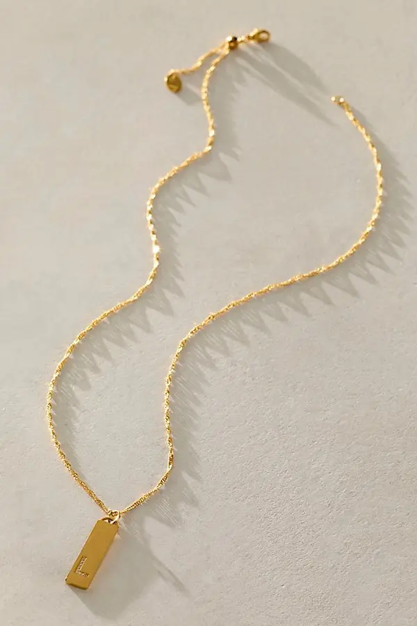BRENDA GRANDS Personalized Tag Necklace With Cubic Zirconia - L