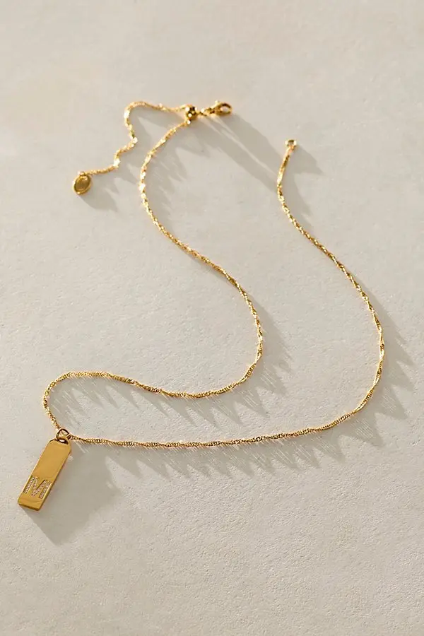 BRENDA GRANDS Personalized Tag Necklace With Cubic Zirconia - M