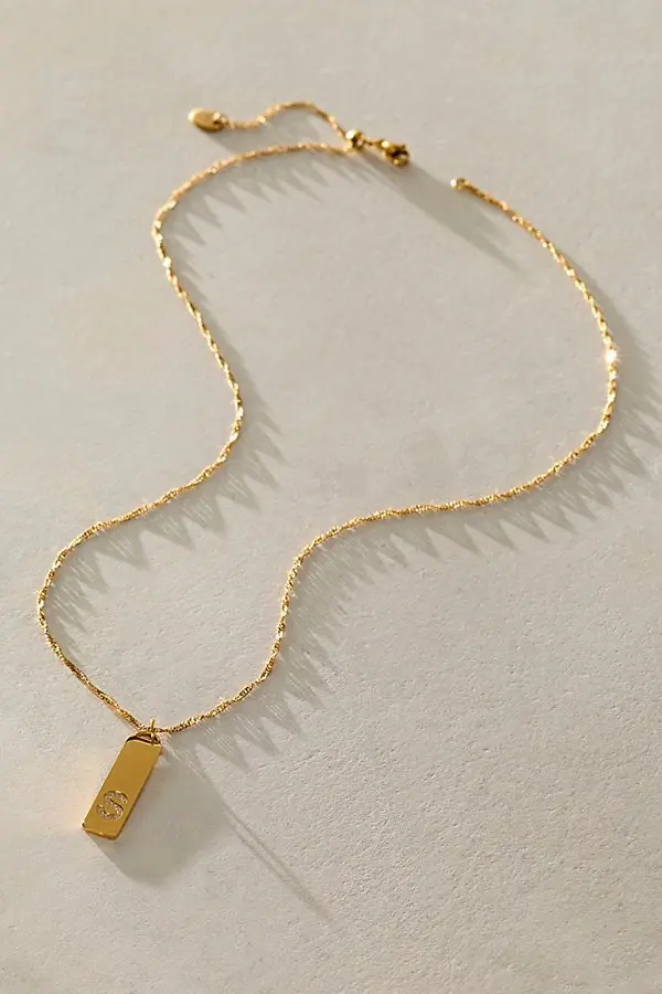 BRENDA GRANDS Personalized Tag Necklace With Cubic Zirconia - S
