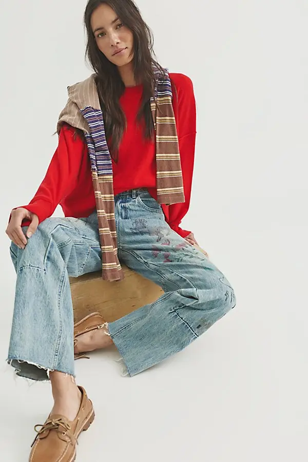 Free People Solstice Cashmere Pullover - Crimson