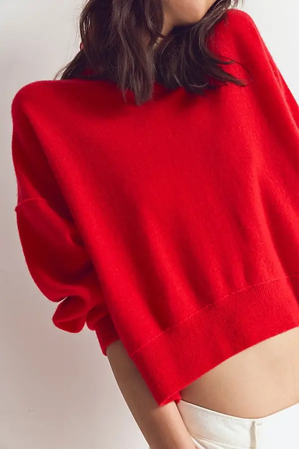 Free People Solstice Cashmere Pullover - Crimson