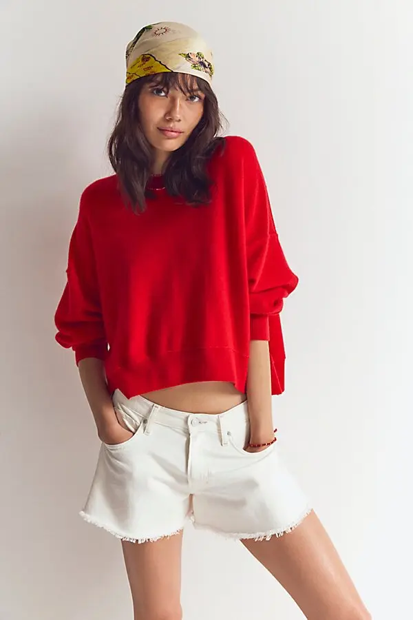 Free People Solstice Cashmere Pullover - Crimson