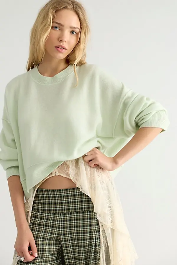 Free People Solstice Cashmere Pullover - Iced Mint