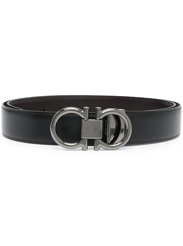 FERRAGAMO Gancini Buckle Reversible Belt - Black