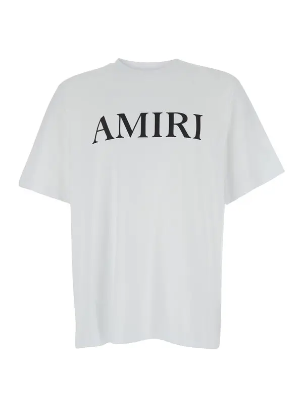 Amiri Crew Neck T-shirt With Logo Lettering Print In Cotton For - White