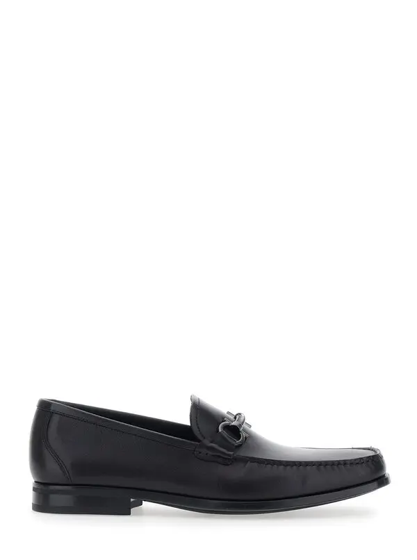 FERRAGAMO Loafers With Gancini Detail In Leather